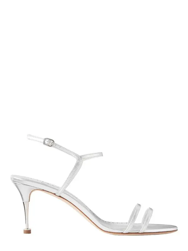 Manolo Blahnik Ciagalo 70 Metallic Leather Sandals - Silver
