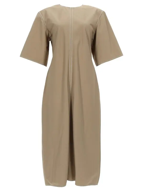 Ami Fitted Midi Dress - Beige