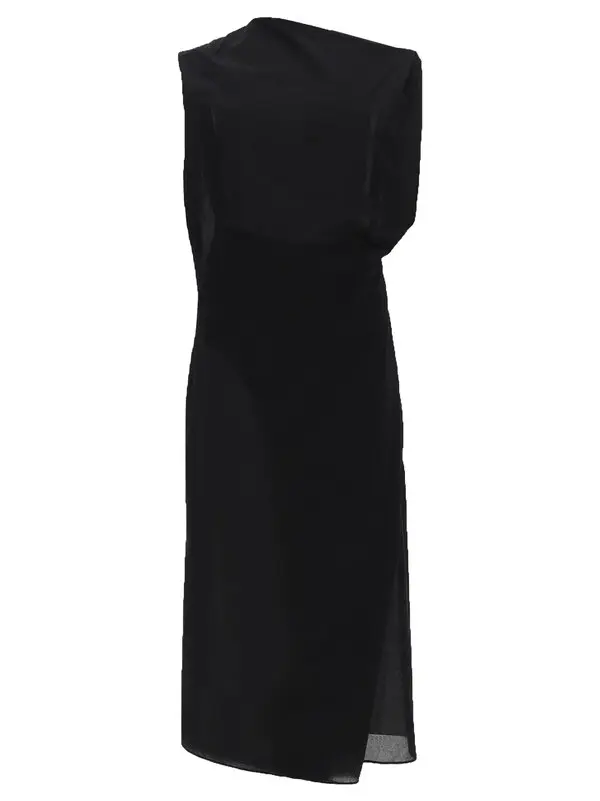 Jacquemus La Robe Drapée Midi Dress - Black