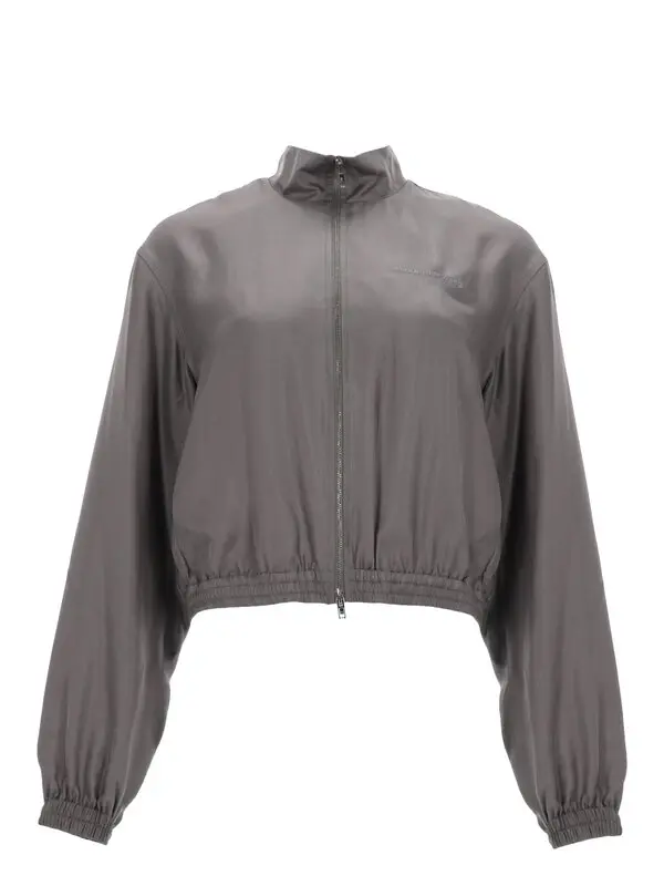 Alexander Wang Cropped Jacket With Logo - Grey