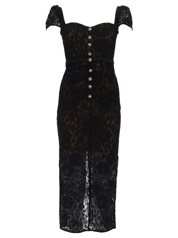 SELF-PORTRAIT Lace Midi Dress - Black