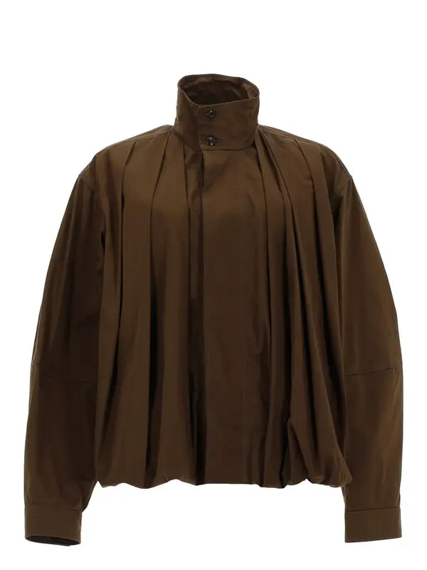 LEMAIRE Pleated Bomber Jacket - Brown