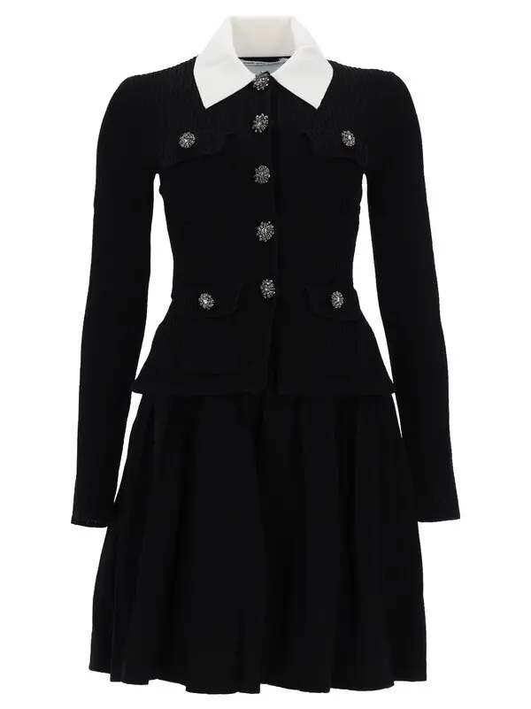 SELF-PORTRAIT Mini Dress With Contrasting Collar - Black