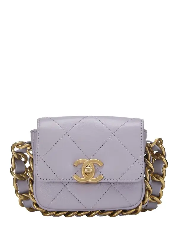 Chanel Calfskin Frame Chain Flap Bag - Purple