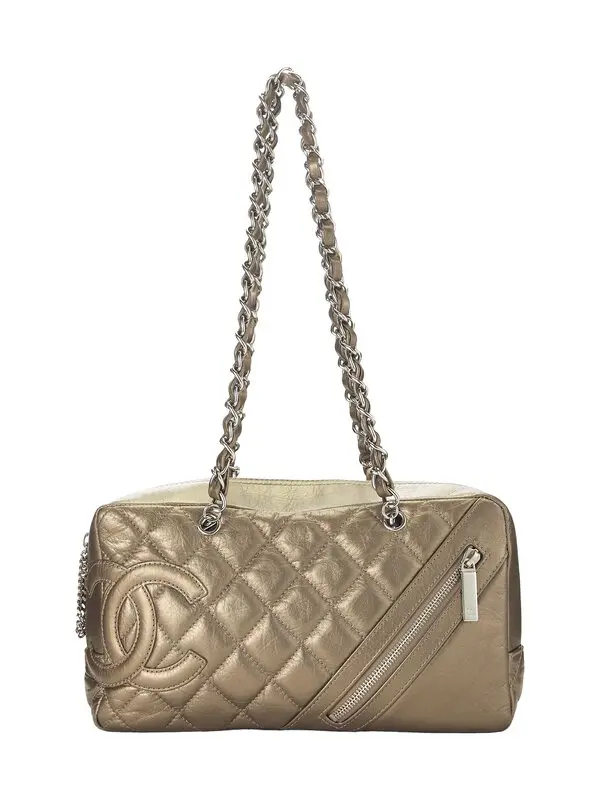 Chanel Quilted Calfskin Cotton Club Bowler - Copper