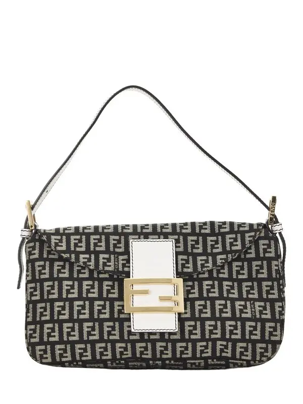Fendi Zucchino Canvas Shoulder Bag - White