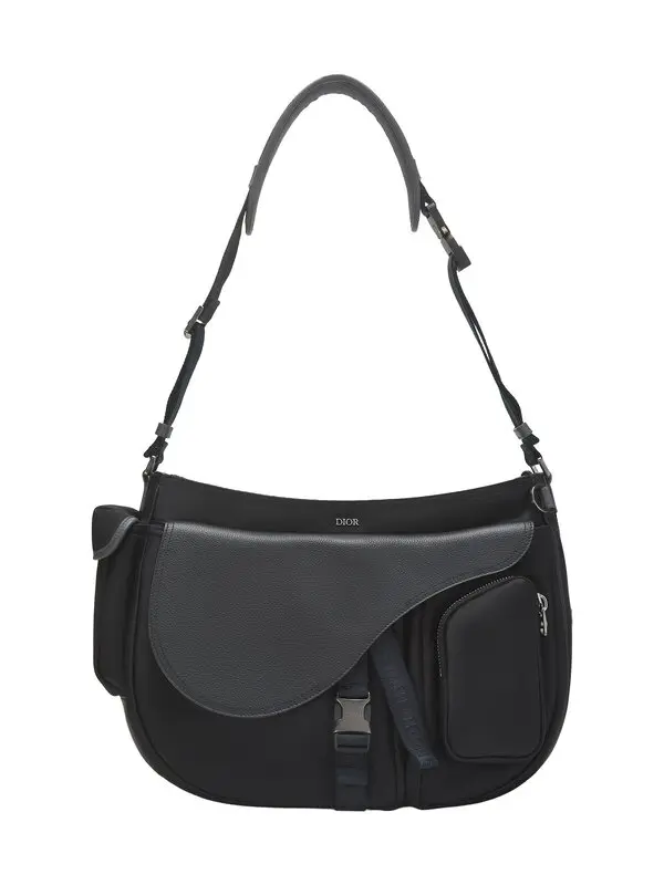 Dior Calfskin Sacai Saddle Messenger Bag - Black
