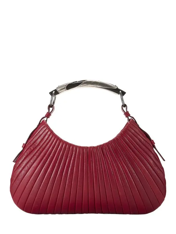 Saint Laurent Leather Pleated Mombasa - Red