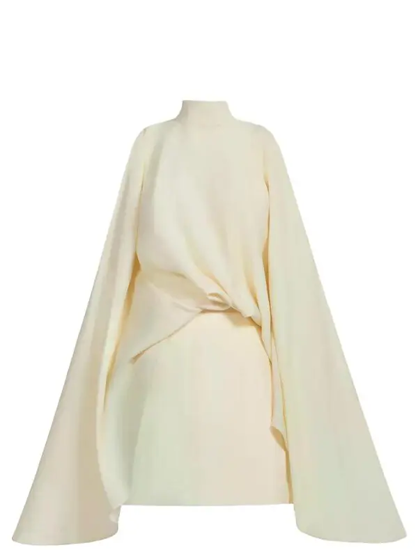 TALLER MARMO Bacall High-neck Draped Mini Dress - Neutrals
