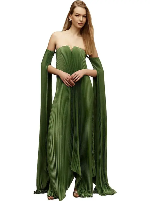 L'IDEE Black Tie Strapless Gown - Green
