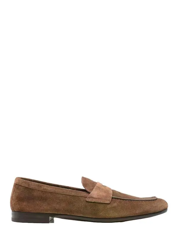 Prada Penny-strap Leather Loafers - Brown