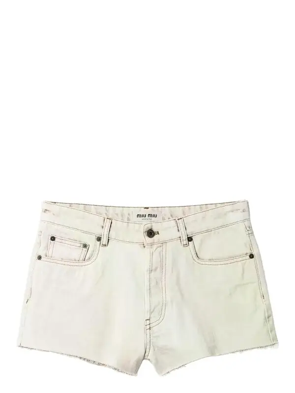Miu Miu Contrasting-stitching Denim Shorts - White