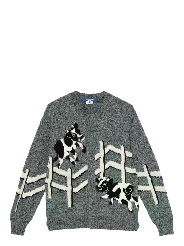 Junya Watanabe Cow-appliqué Cardigan - Grey