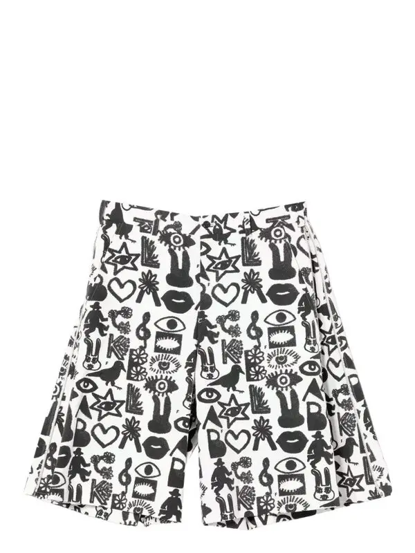 BLACK COMME DES GARÇONS Graphic-print Zip Shorts - White