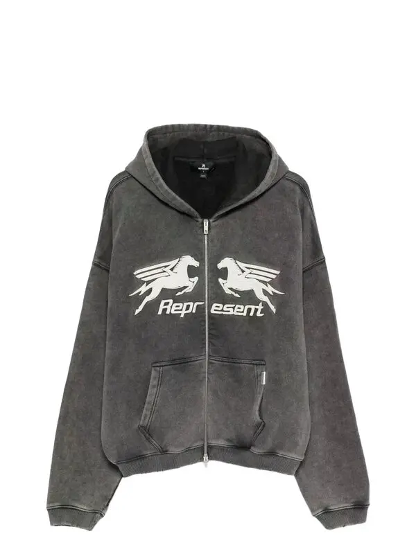REPRESENT Pegasus Zip-fastening Hoodie - Grey