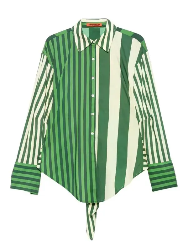 SIMONMILLER Loch Striped Button-up Shirt - Green
