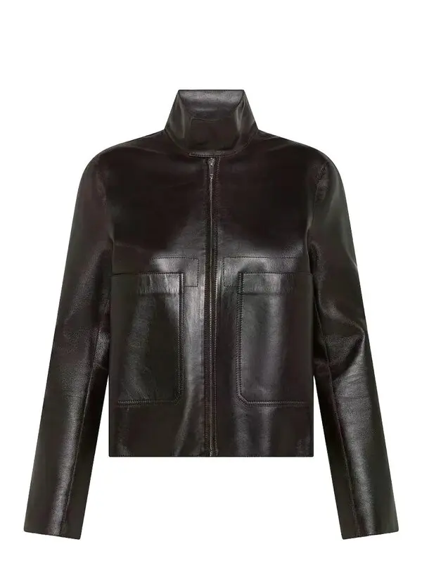 Seventy Leather Zip Jacket - Brown