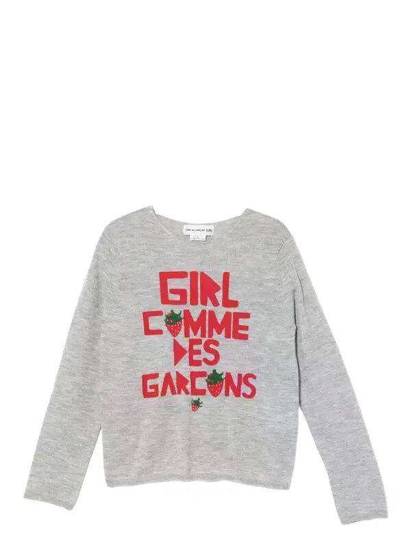 Comme Des Garçons Logo-embroidered Round Neck Jumper - Grey