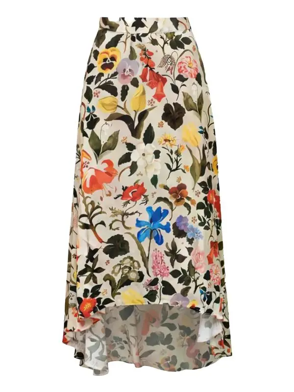 GLORIA COELHO Elisabetana Floral-print Midi Skirt - Neutrals