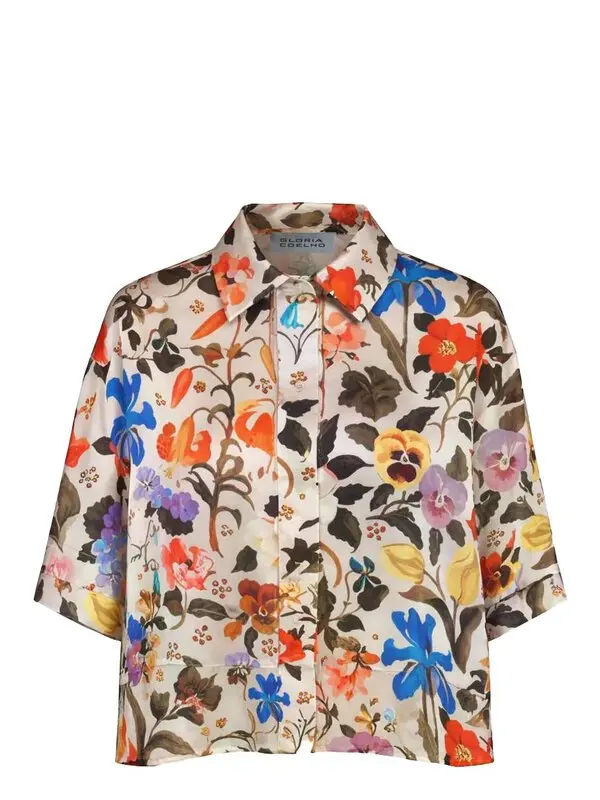 GLORIA COELHO Elisabetana Floral-print Shirt - Neutrals