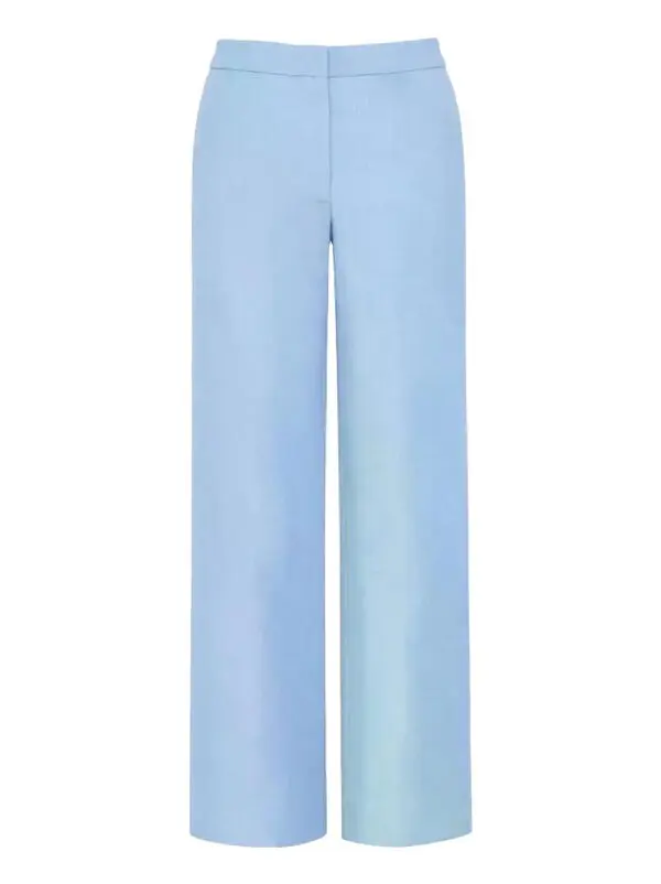 GLORIA COELHO Crepe Wide-leg Straight Trousers - Blue