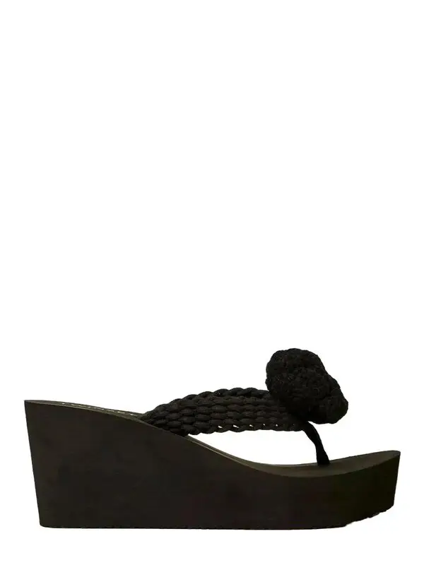 TWINSET Flower-detail Platform Wedge Sandals - Black