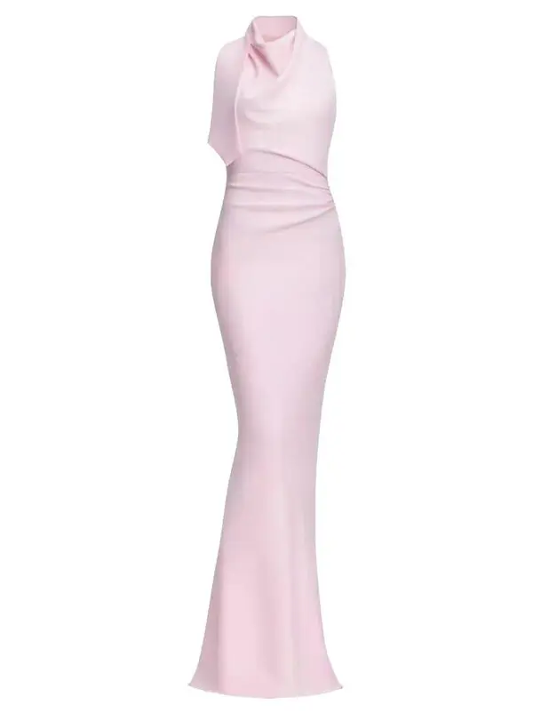 SELF-PORTRAIT Halterneck Maxi Dress - Pink