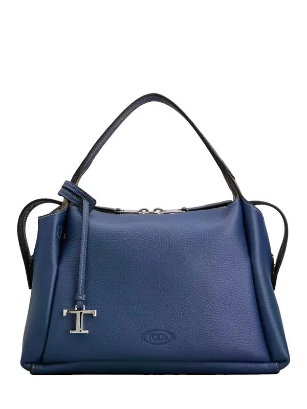 TOD'S Leather Tote Bag With Charm - Blue
