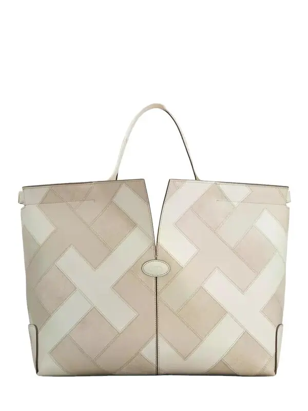 TOD'S Intarsio Panelled Tote Bag - Neutrals