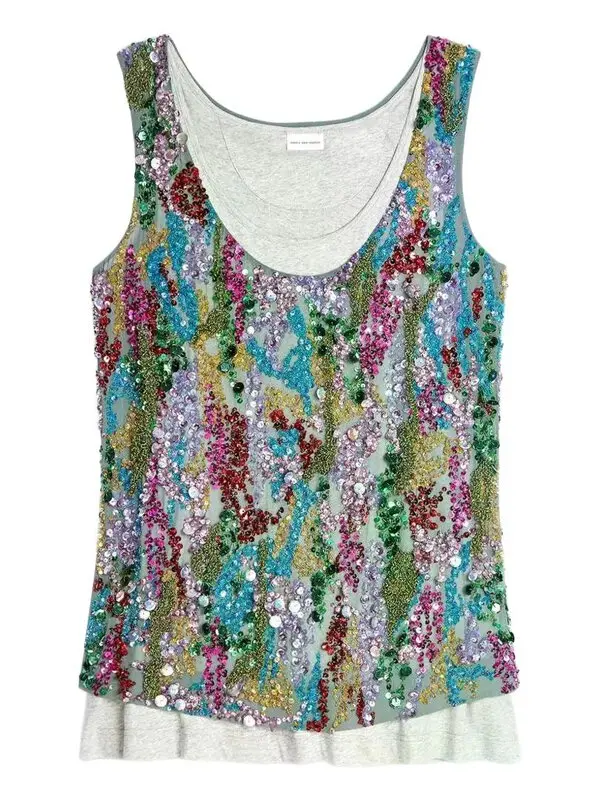Dries Van Noten Sequin-embellished Top - Grey