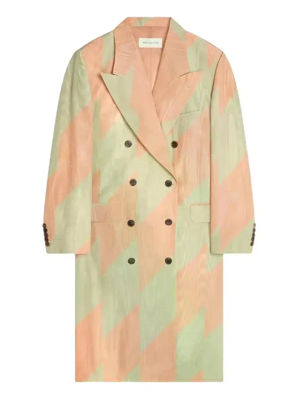 Dries Van Noten Double-breasted Chevron Coat - Green