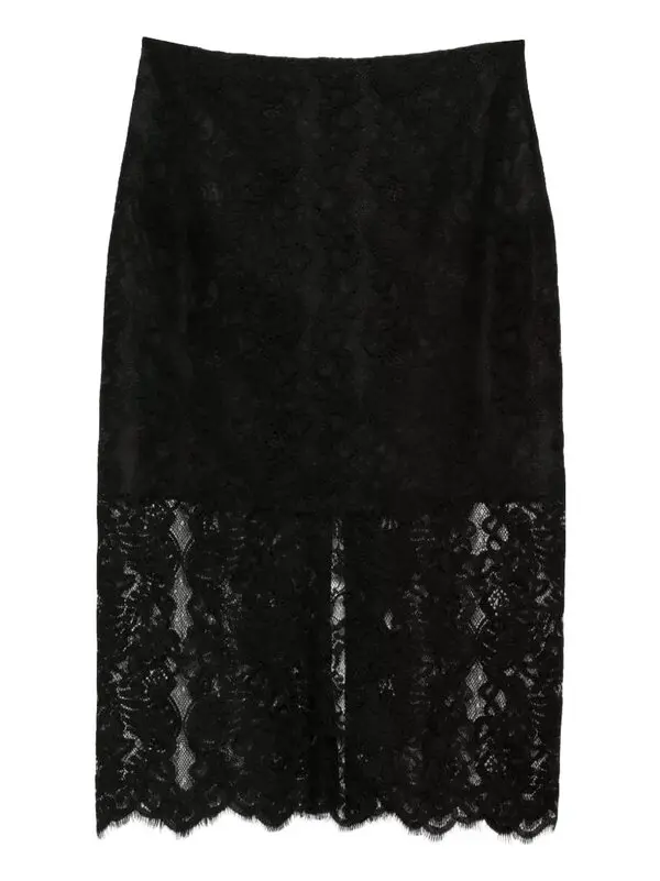 Imperial Lace Midi Skirt - Black