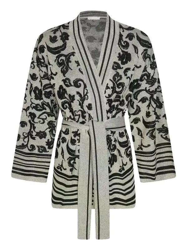 Liu Jo Floral Stripe Cardigan - Grey