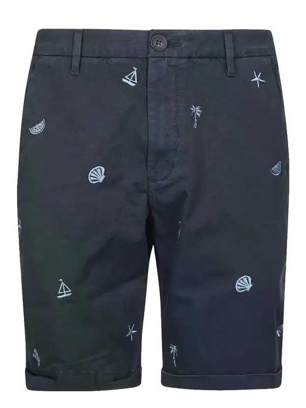 SUN 68 Embroidered Bermuda Shorts - Blue