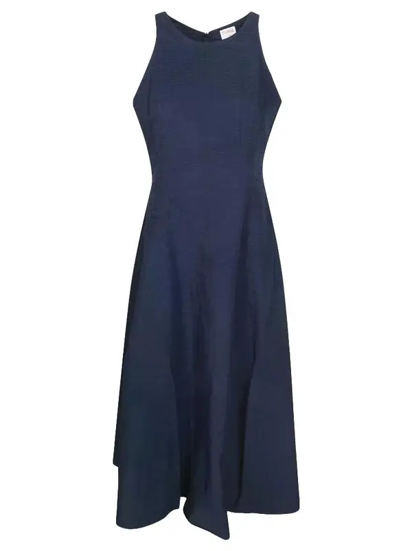 SUN 68 Seersucker Cotton Maxi Dress - Blue