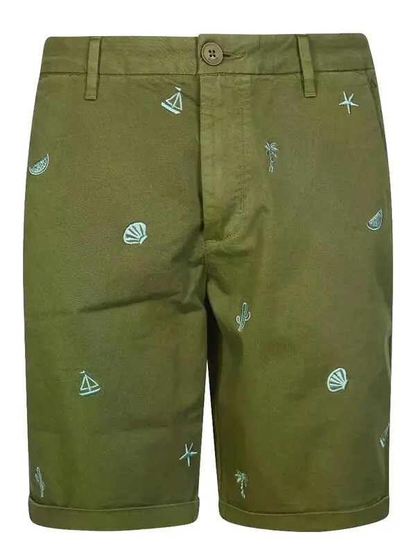 SUN 68 Embroidered Bermuda Shorts - Green