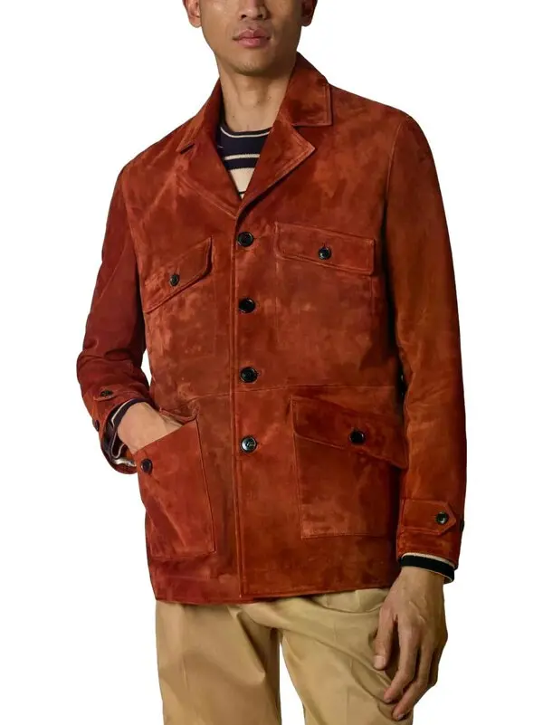 Paul Smith Buttoned Suede Shirt Jacket - Red