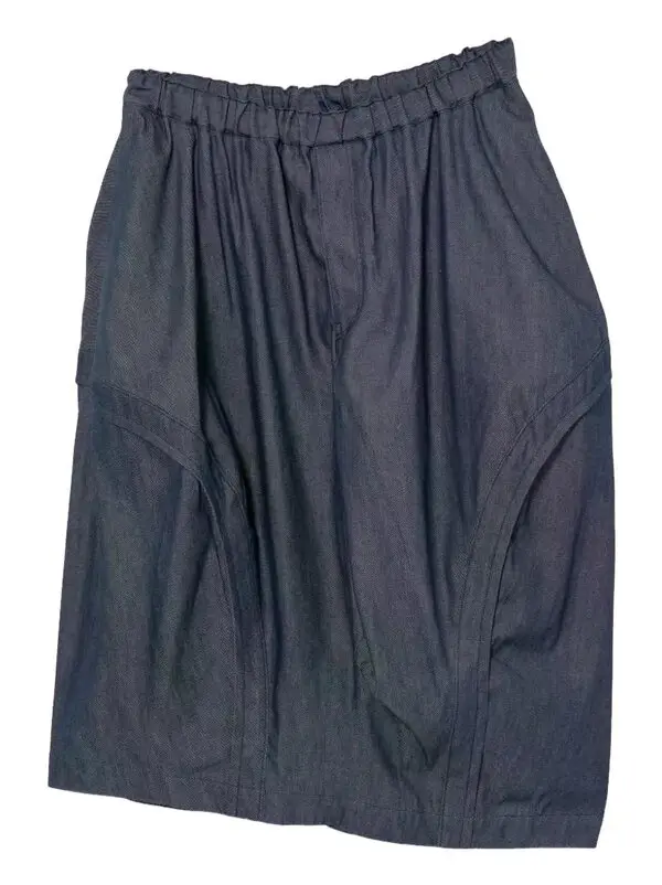 Comme Des Garçons Asymmetric Gathered Denim Shorts - Blue