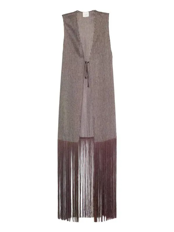 ALYSI Striped Fringe-detail Waistcoat - Brown