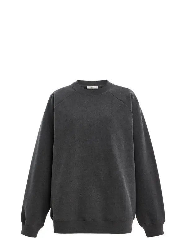FRAME Suede-detailed Cotton Crewneck Sweatshirt - Grey
