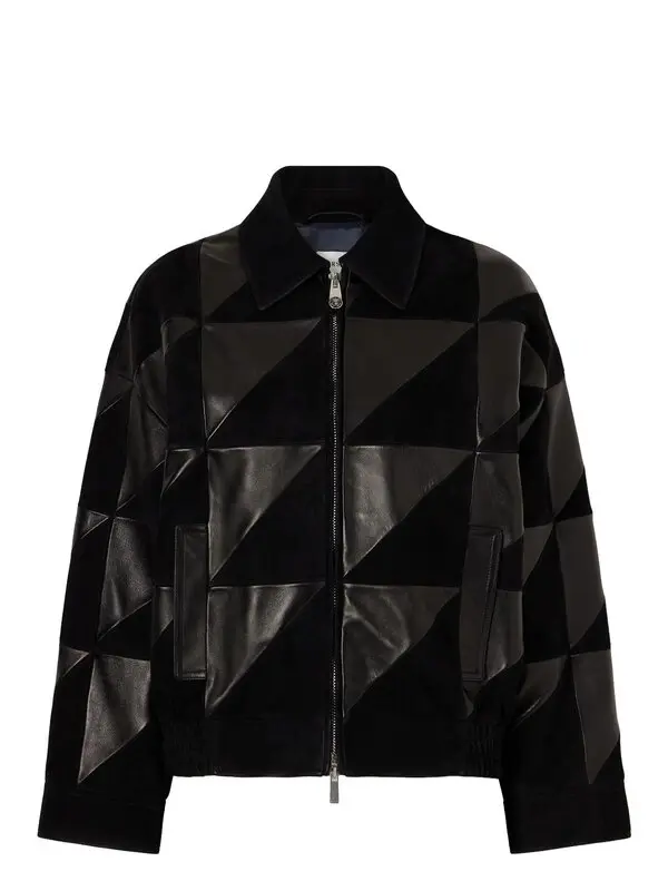Versace Paneled Leather Jacket - Black