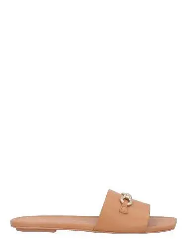 STUART WEITZMAN Leather Slide Sandals - Beige