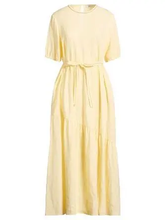 Peserico Linen Maxi Dress With Belt - Yellow
