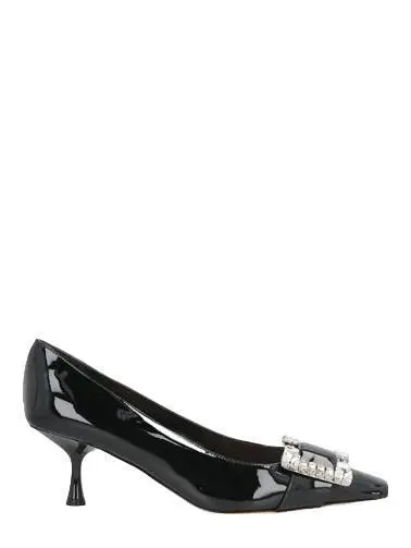 SERGIO ROSSI Patent Leather Pumps With Crystal Appliqués - Black