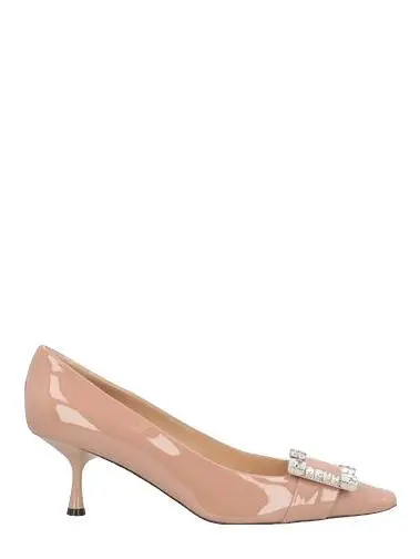 SERGIO ROSSI Patent Leather Pumps With Crystal Appliqués - Pink