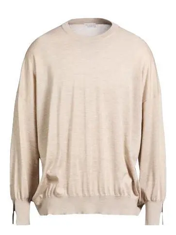 Brunello Cucinelli Cashmere And Silk Mélange Crewneck Sweater - Beige