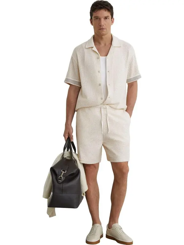 REISS Sedaros Cotton-blend Crochet Shorts - Off White