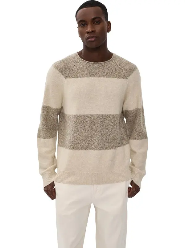 Guest In Residence Stripe Island Rollneck Sweater - Sandstone Combo