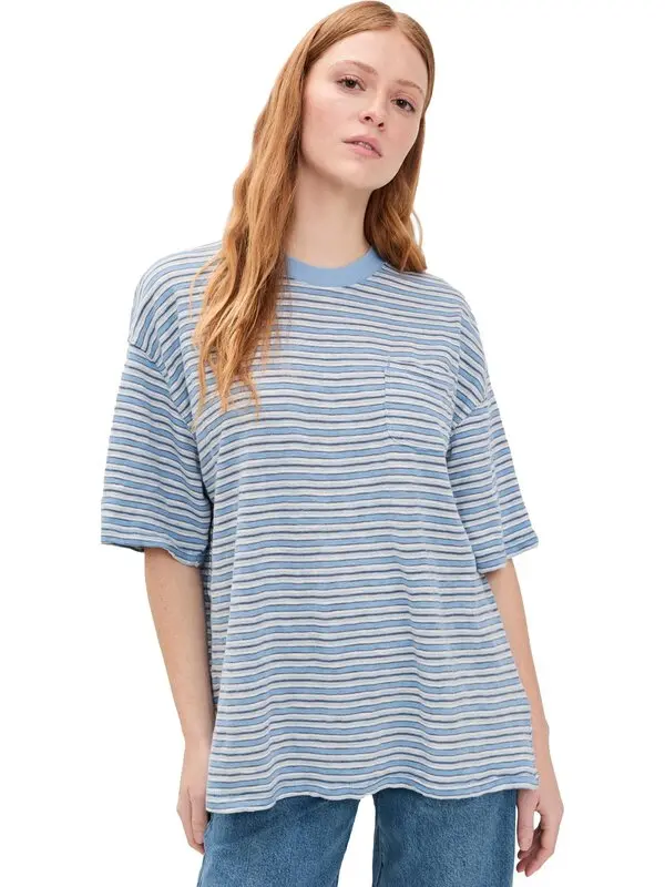 Free People All Love Oversized Pocket Tee - Blissful Blue Combo