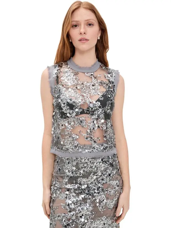 Baum Und Pferdgarten Manira Sequin Sleeveless Blouse - Grey Sequins